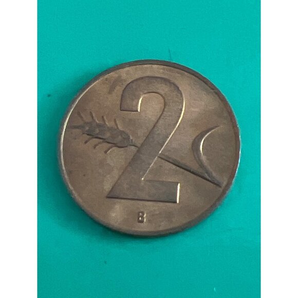 Accents | 1966 Switzerland 2 Rappen Coin Helvetia Wheat Sickle Design ...